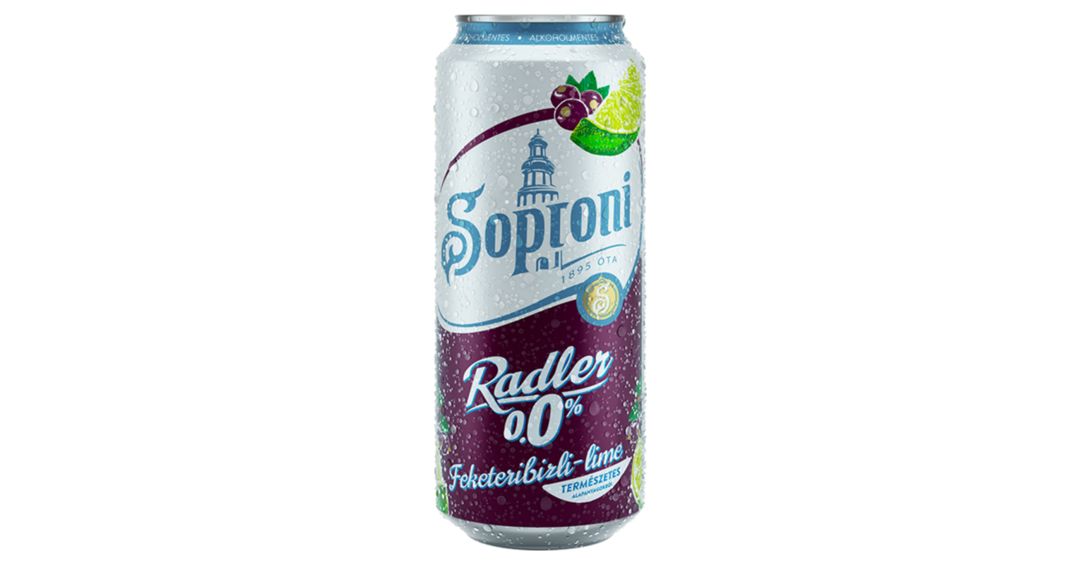 Soproni Radler alkoholmentes dobozos sör, fekete ribizli-lime ...
